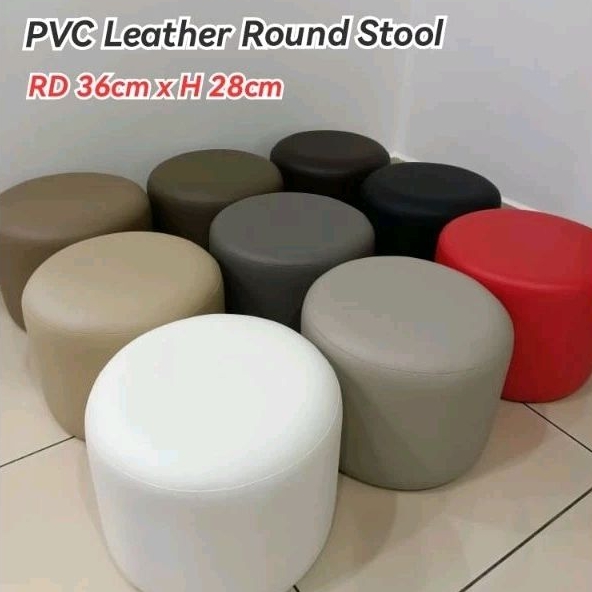 Stool PVC Leather Round Stool Sofa Footstool Bench Bangku Bulat ...