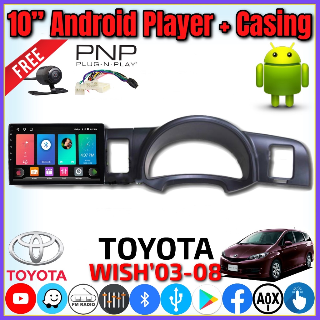 Toyota Wish 2003-2008 (2GB/4GB RAM+32/64GB ROM) 10" Android Car Player ...