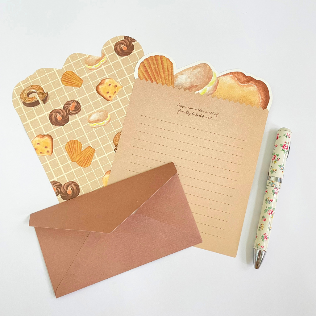 Letter Writing Set from Korea – 2pcs Deco Paper & 1pc Envelope – Bakery ...