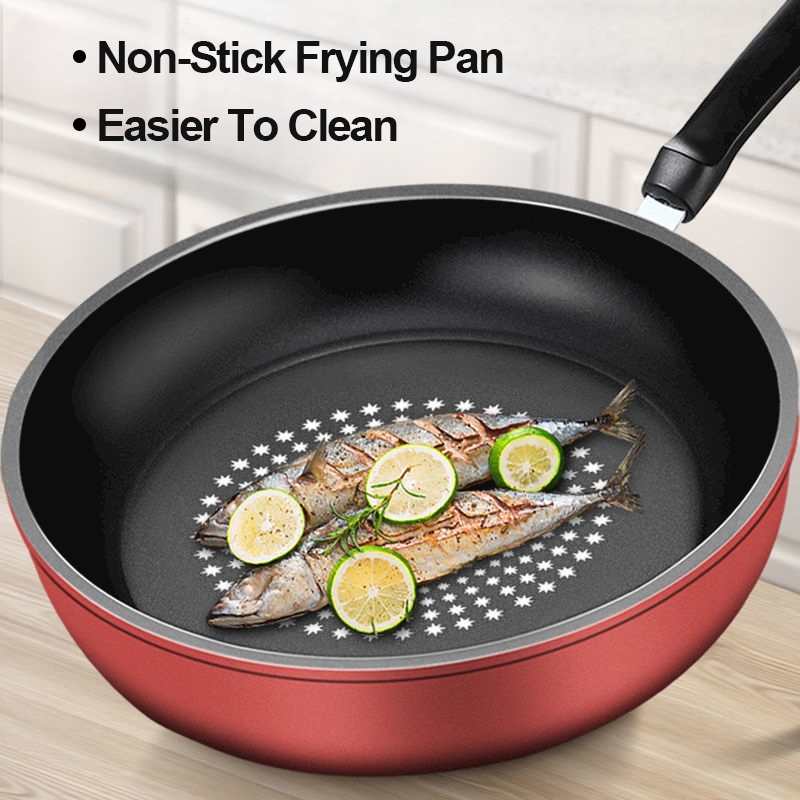 24/26/28cm Non-stick Diamond Frying Pan Induction Cooker Kitchen Iron ...