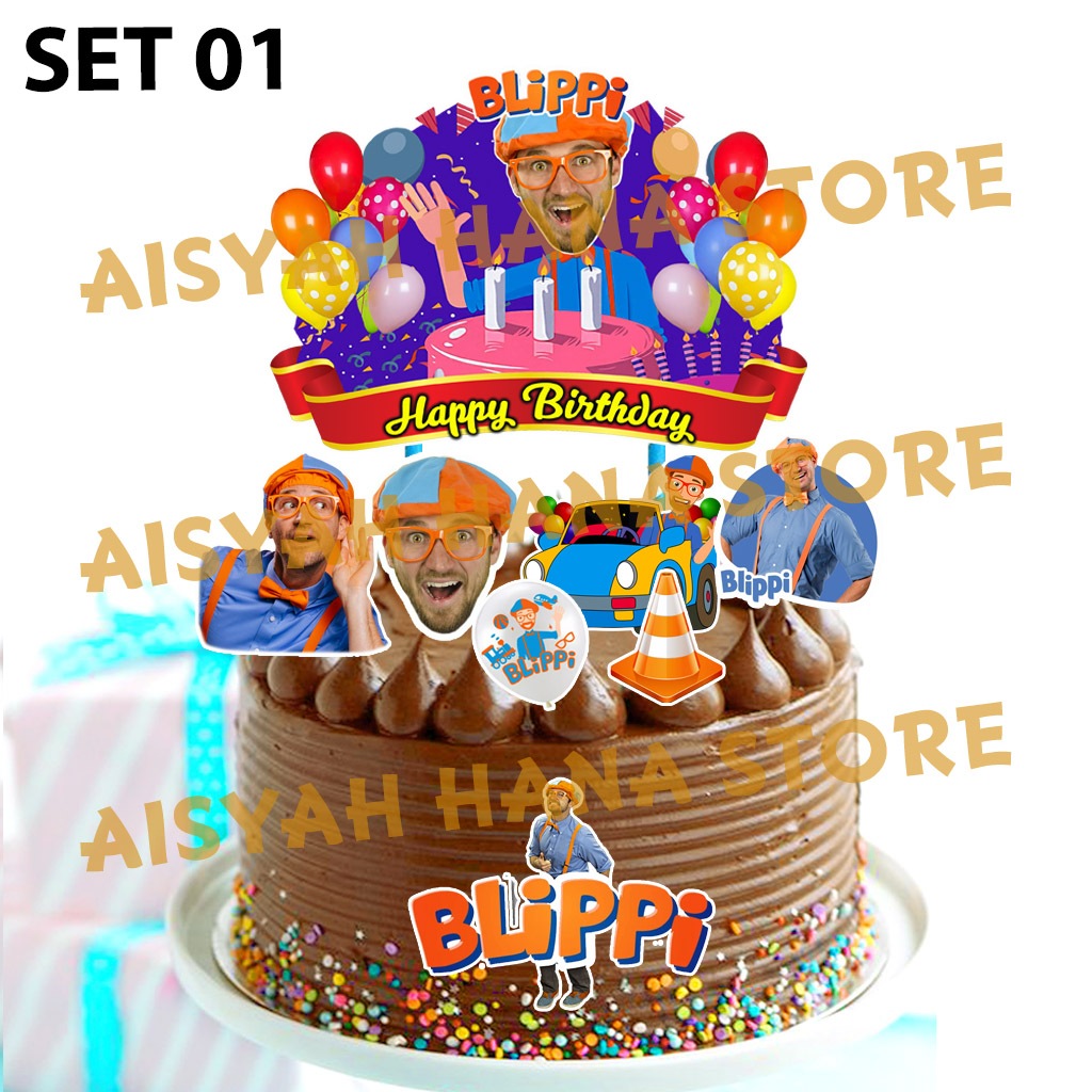 BLIPPI & BLIPPI CARTOONS CAKE TOPPER SET 01 | Shopee Malaysia