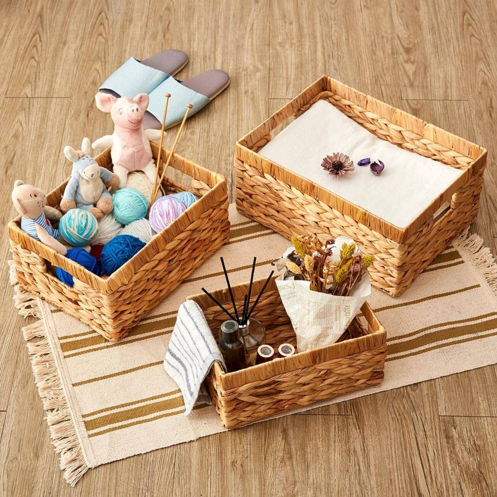 Natural Water Hyacinth Storage Basket Storage Rack Organizer Basket ...