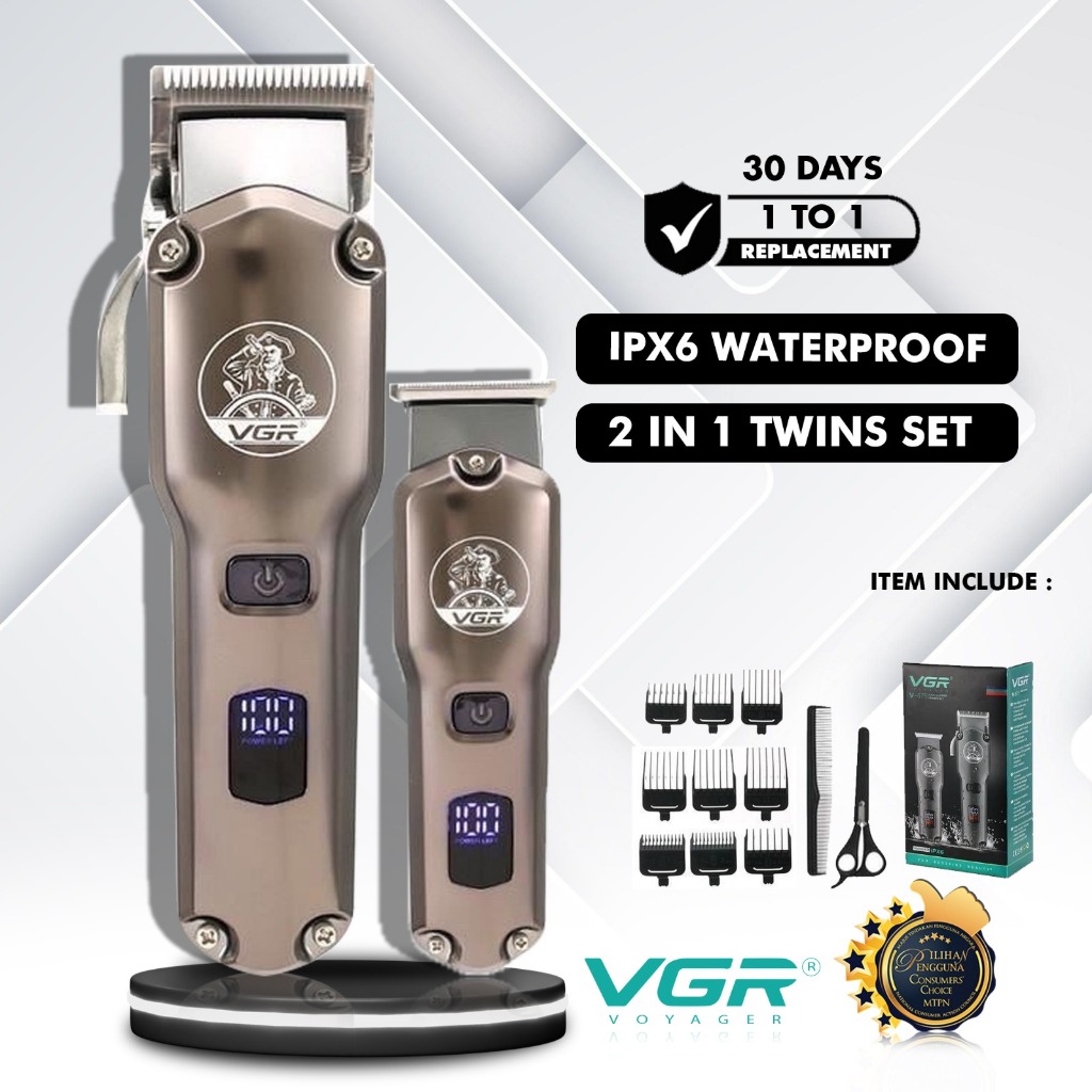 VGR V-675 Mesin Gunting Rambut Clipper Trimmer LED Hairs Cutting ...