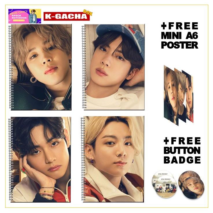 [BTS] NOTEBOOK THE BEST SET FANKIT KPOP BUTTON BADGE POSTER JIMIN JK ...
