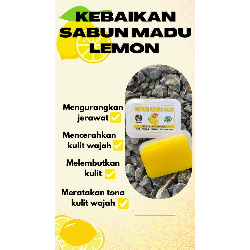 SABUN LEMON MADU HONEY LEMON SOAP 100% ORIGINAL HQ ELAK KULIT KUSAM ...
