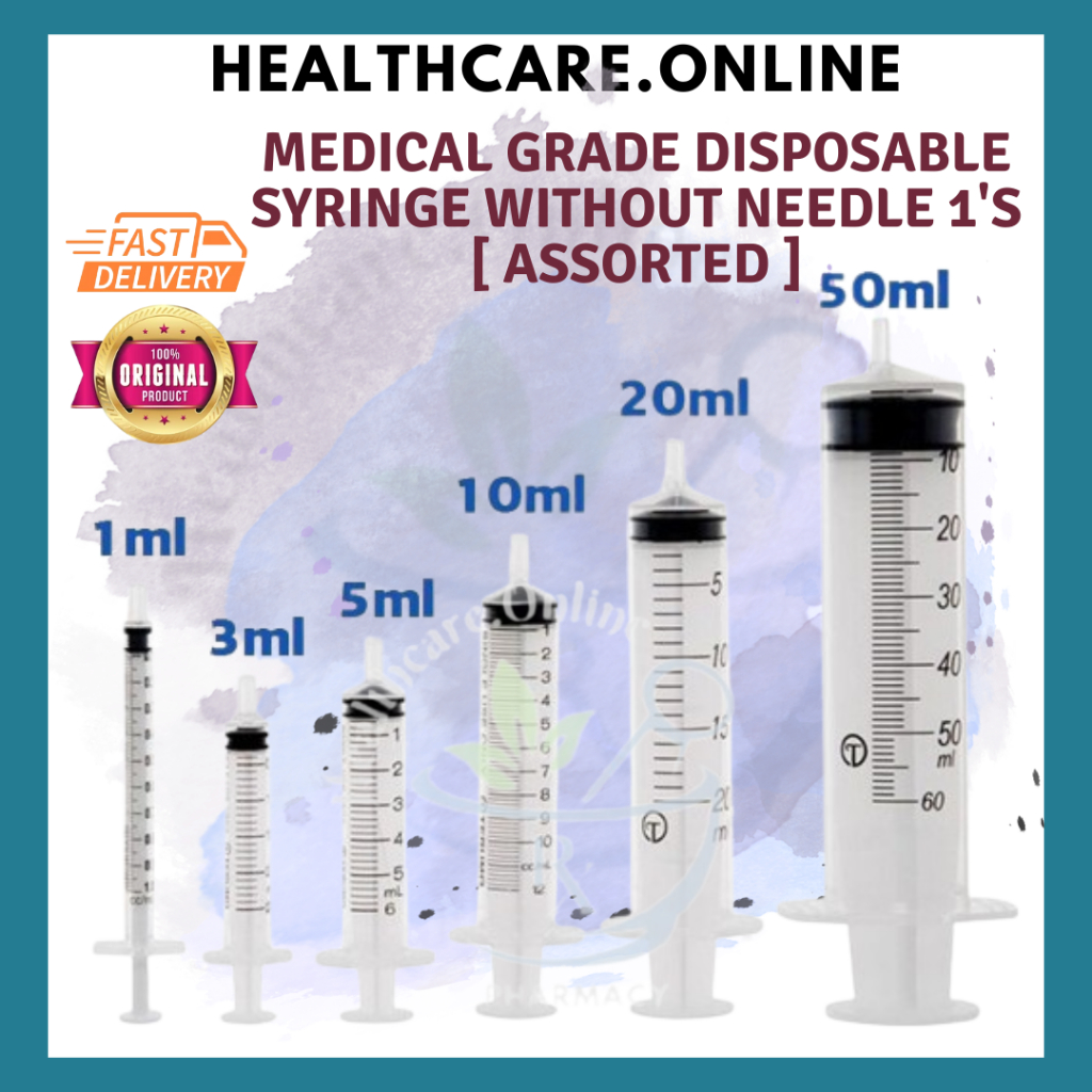 MEDICAL GRADE DISPOSABLE SYRINGE WITHOUT NEEDLE 1'S LUER LOCK / LUER SLIP / 1ML / 3ML / 5ML ...