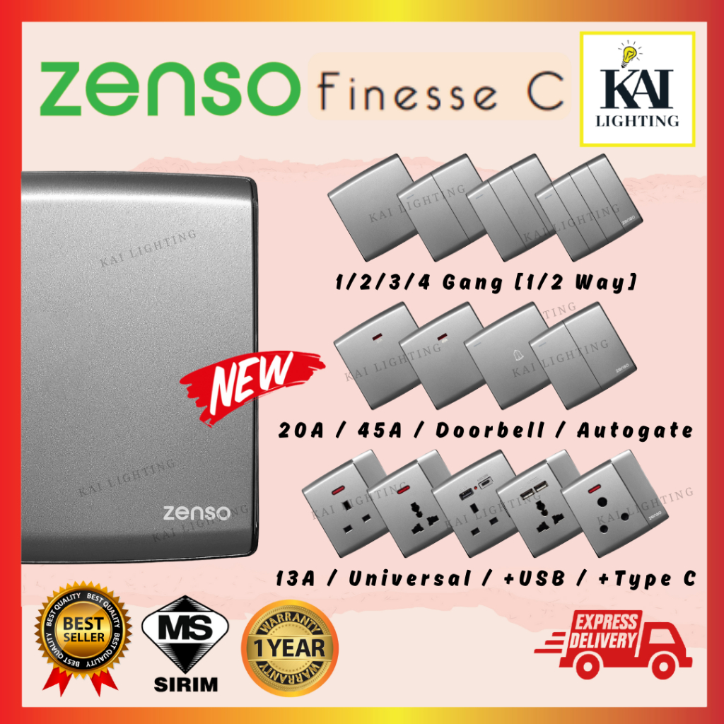 [SIRIM] Zenso Finesse C Socket and Wall Switch Slim Modern Switches ...