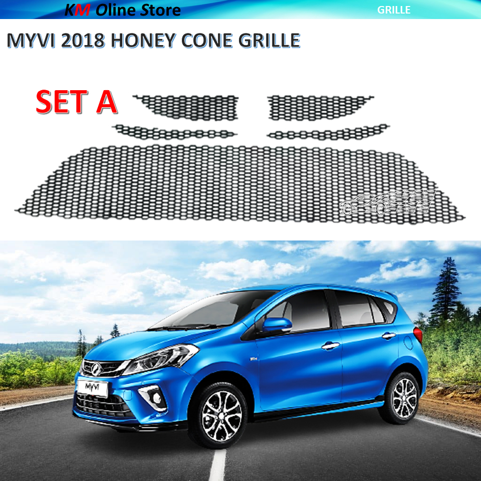 Perodua Myvi 2018-2022 Ready Cut Honeycomb Grill Full Set Top Bottom ...
