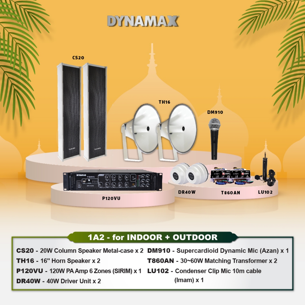 PA System For Surau/ Masjid Package DYNAMAX P120VU PA Amplifier, 16 ...