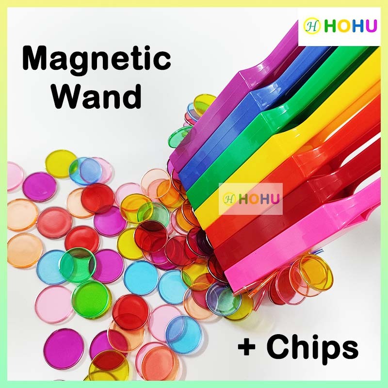 [HOHU] Magnetic Wand Metal + Colourful Chips Early Learning Materials ...