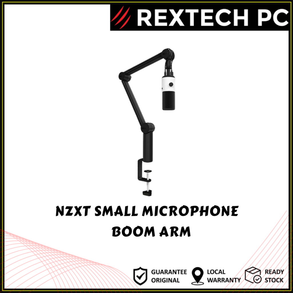 NZXT Small Microphone Boom Arm - Black Compact Low Noise Mini Arm ...