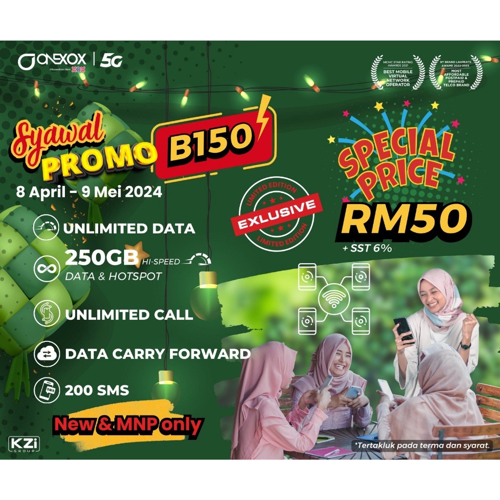 ONEXOX B150【RM50】UNLIMITED DATA 🔥 UNLIMITED HOTSPOT 🔥 UNLIMITED CALL 🔥 ...