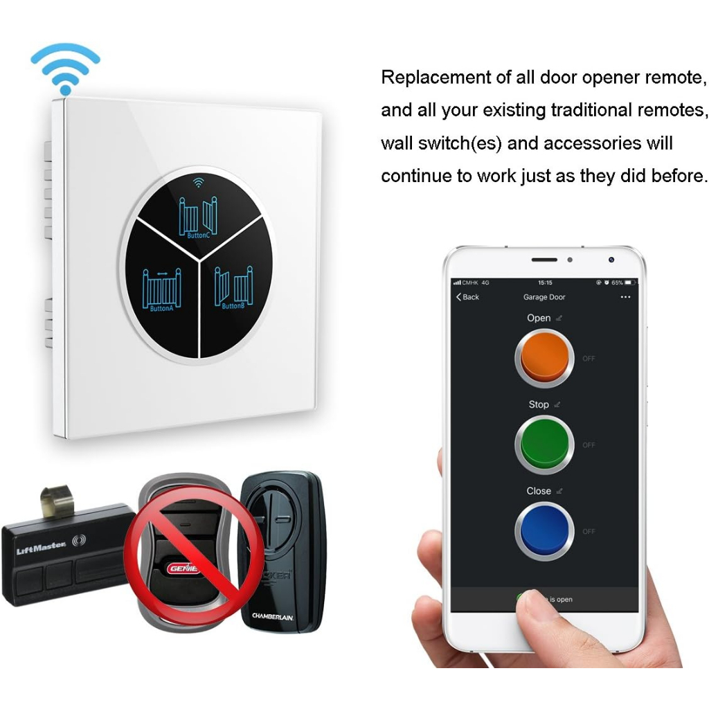 Wireless Garage Door Opener Remote WiFi Switch Universal Controlled by ...