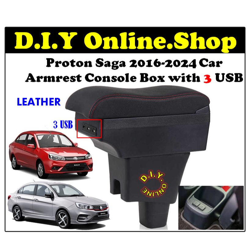 PROTON SAGA 2016-2024 CAR ARMREST CONSOLE BOX WITH USB | Shopee Malaysia