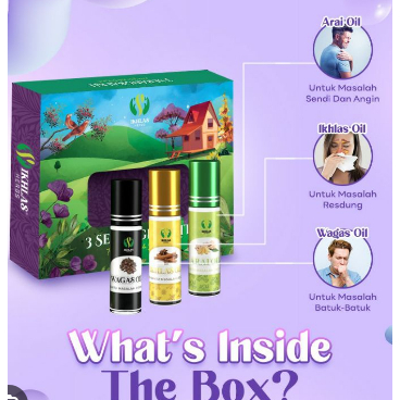 MINYAK 3 SERANGKAI KIT IKHLAS HERBS ORIGINAL IKHLAS OIL WAGAS OIL ARAI ...