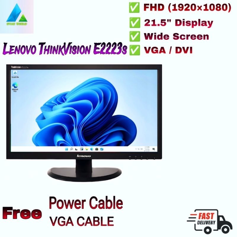 Lenovo ThinkVision E2223s (1920×1080) 22" Wide Screen LED Monitor VGA ...