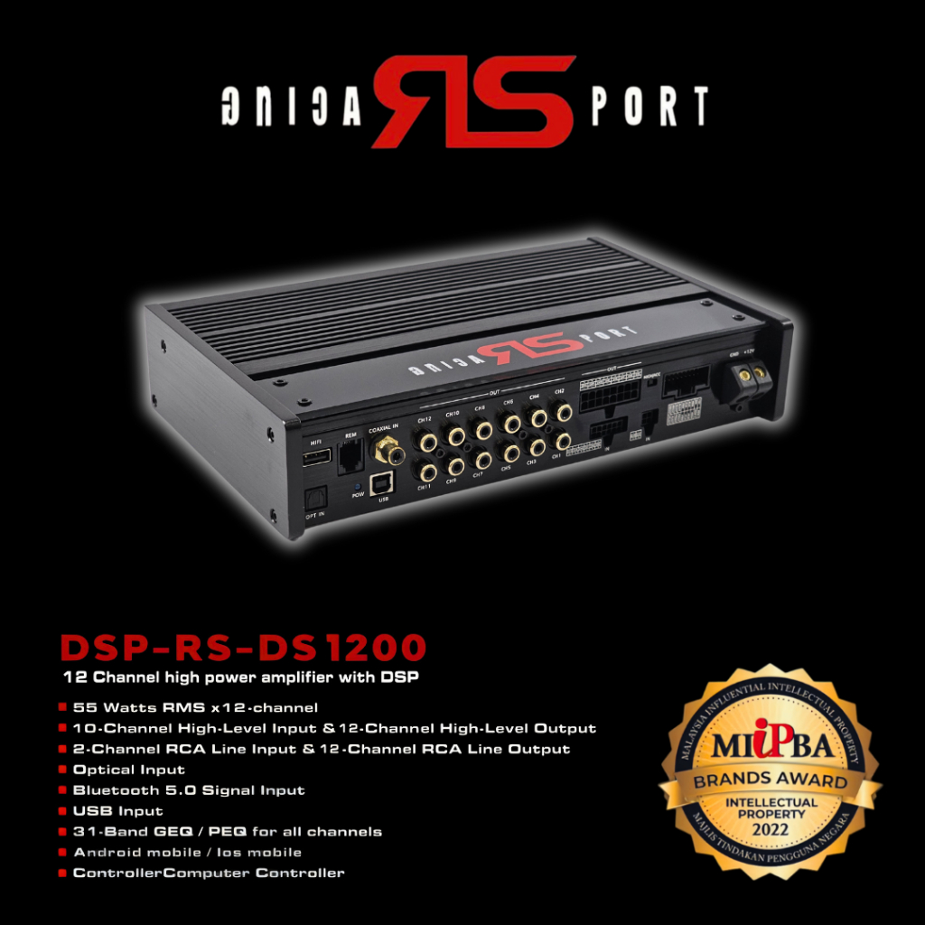 RS RACING SPORT (RSA-RS-DS1200) 12-Channel Amplifier with DSP 12 ...