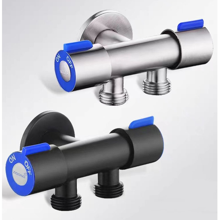 Faucet Stainless Steel 1 Into 2 Out Two-way Wall Mounted Faucet Black ...