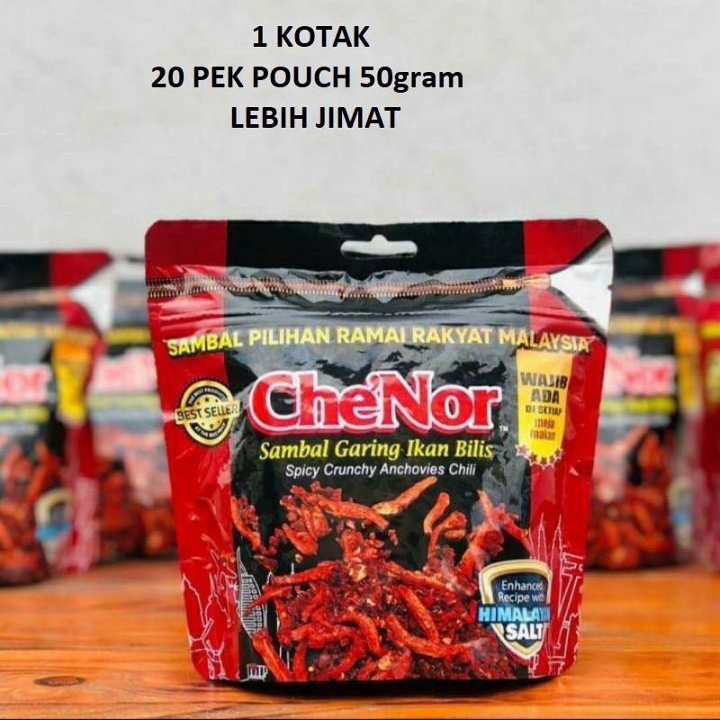 1 kotak (20 pek) sambal garing che nor 50gram | Shopee Malaysia
