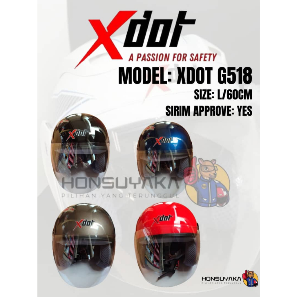 HELMET XDOT G518 SIZE L WITH SIRIM | Shopee Malaysia