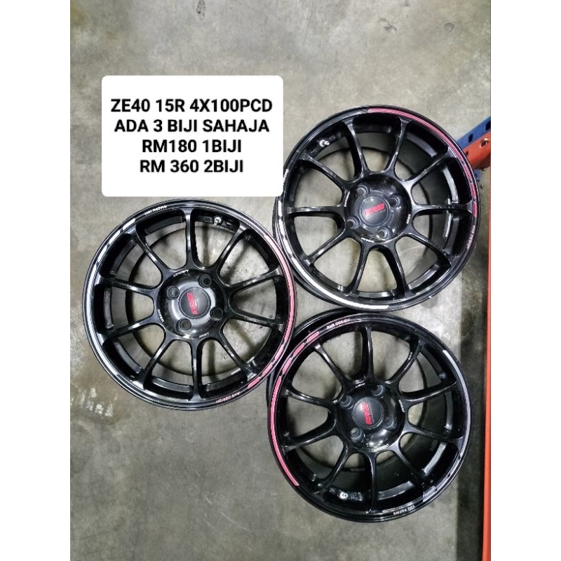 USED SPORT RIM 15 INCH RAYS ZE40 RED LINK RM180 1BIJI HARGA (NO 4BIJI ...