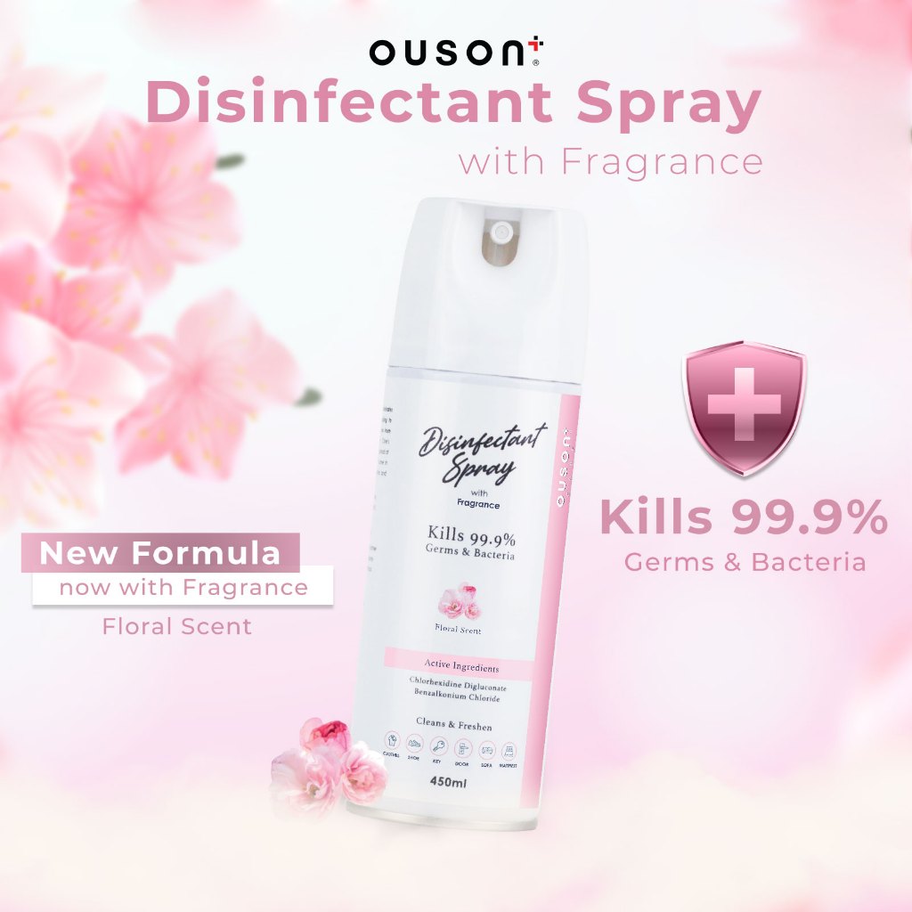 Ouson Surface Disinfectant Spray With Fragrance Floral Scent 450ml ...