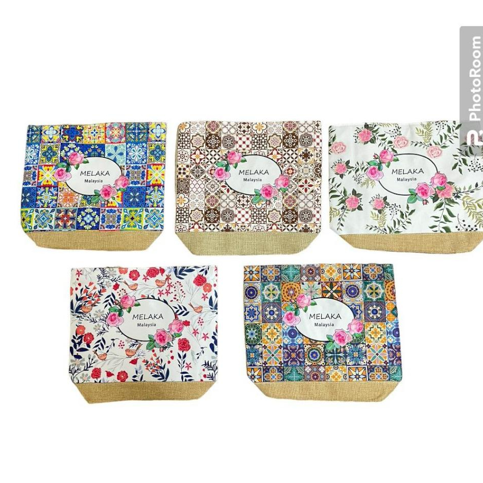 [Ready Stock] Melaka Batik&Floral Souvenir Zip Bag/Tote Bag/Canvas Bag ...