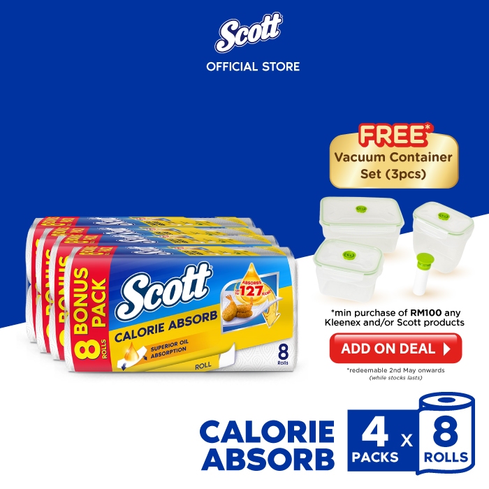 Scott Calorie Absorb Dry Kitchen Towel (8 Rolls x 4 packs) | Shopee ...