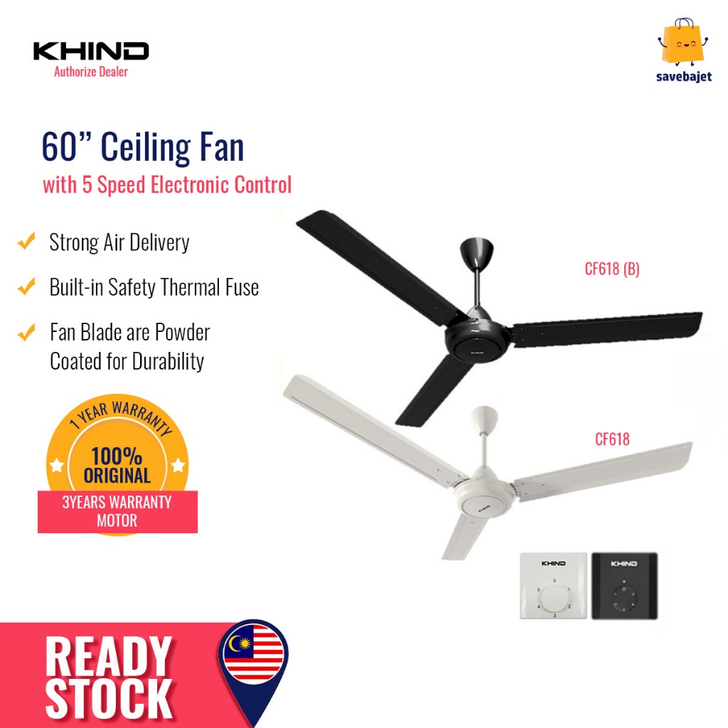 KHIND Kipas Siling Ceiling Fan (60" x 2 Set) CF618 CF618B | Shopee Malaysia