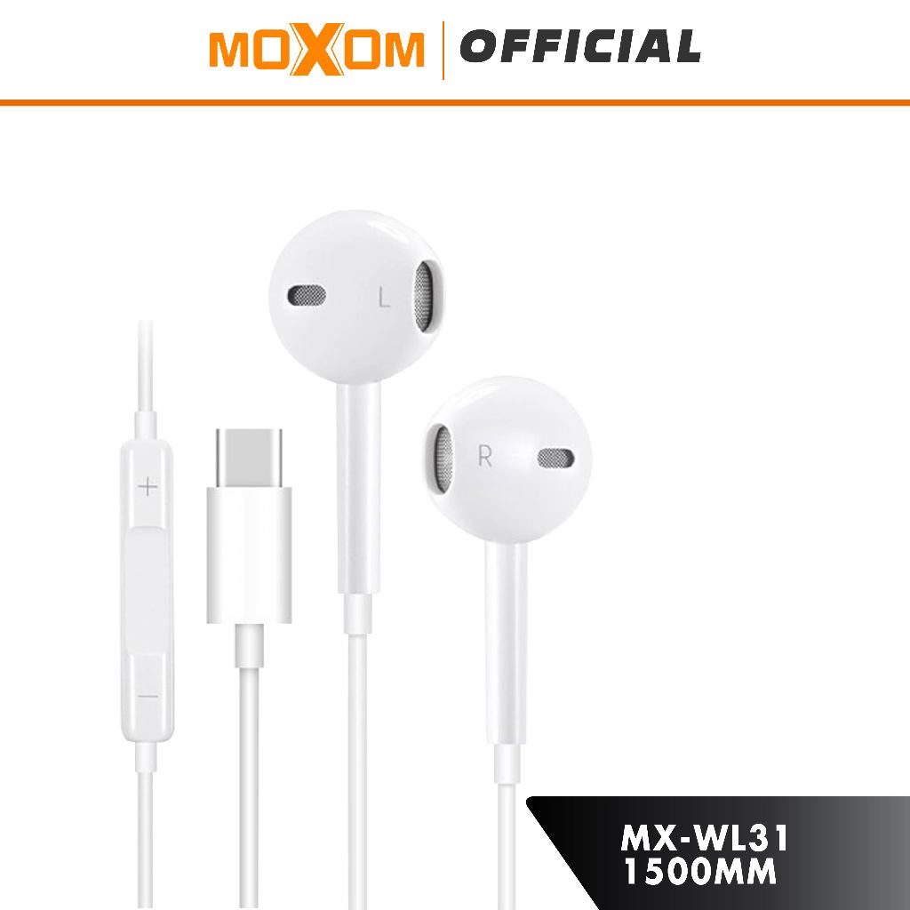 MOXOM MX-WL31 Wired Earphone V5.0 Type-C Earphone Superior Stereo Sound with Microphone ...