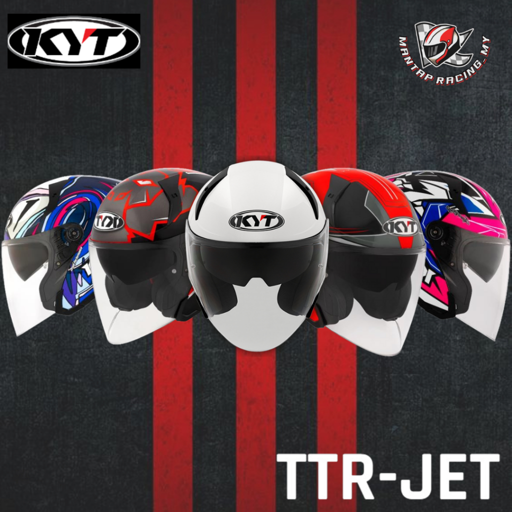 KYT TTR JET HELMET (OPEN FACE DOUBLE VISOR HELMET) 100% ORIGINAL ...