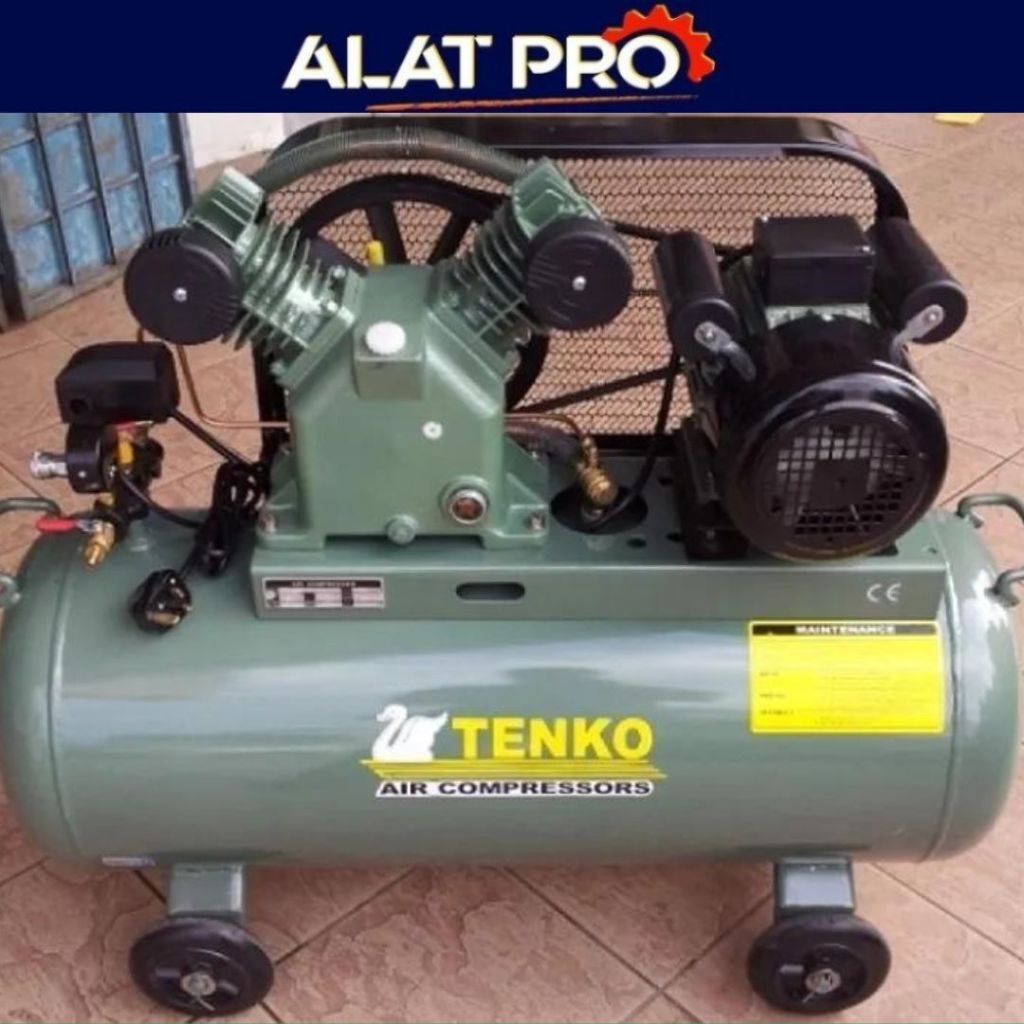 Tenko TEV2080 2.0HP 90Litre 8Bar/115psi Belt-Driven Air Compressor with JKKP Cert - 6 Months ...