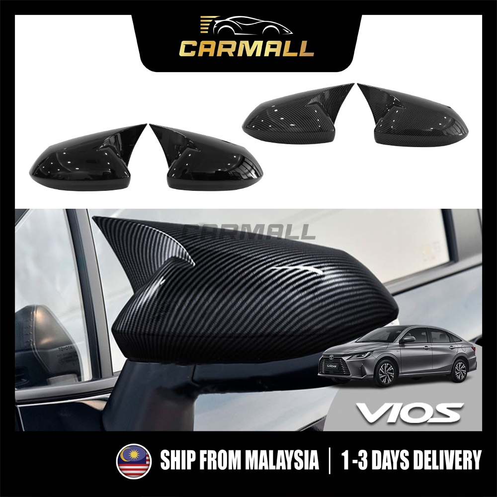 Toyota Vios (4th Gen) Side Mirror Carbon Black Horn Type Cover Stick ...