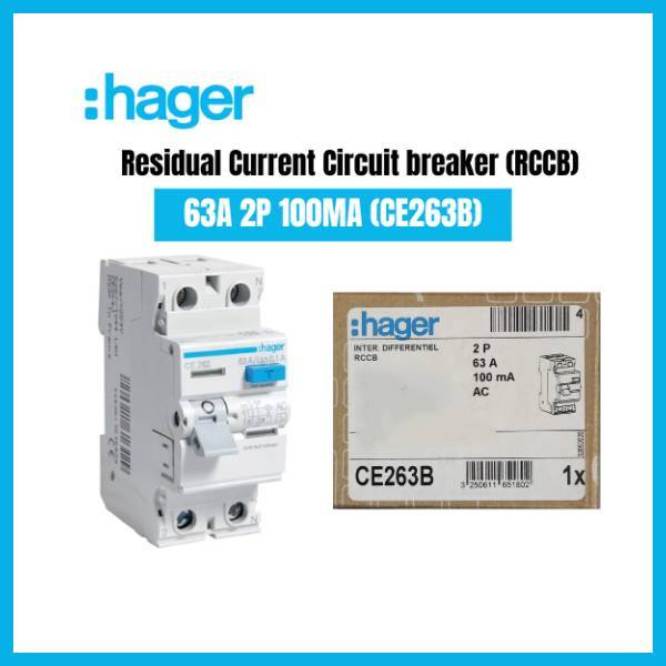 HAGER RCCB/ELCB 63A 2P 100MA (CE263B) | Shopee Malaysia