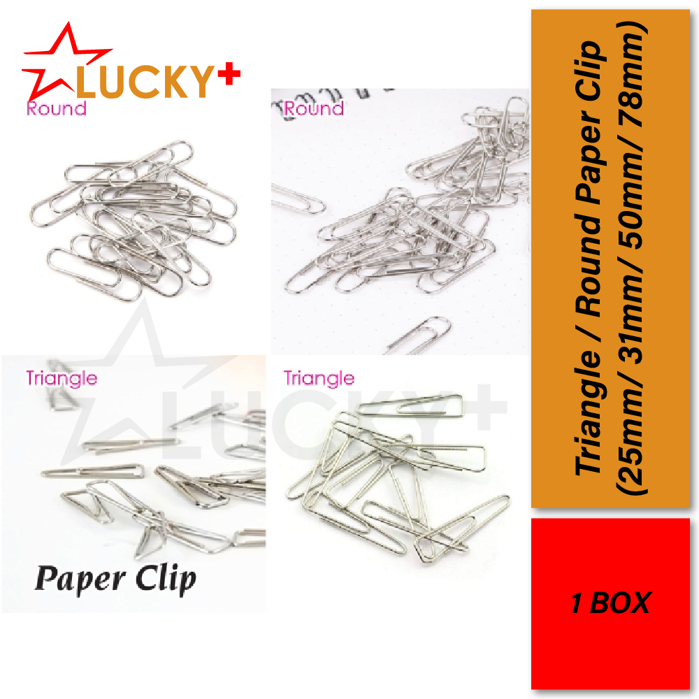 Triangleround Paper Clip 1box25mm 31mm 50mm 78mmclip Kertas Bulat Clip Kertas Segi
