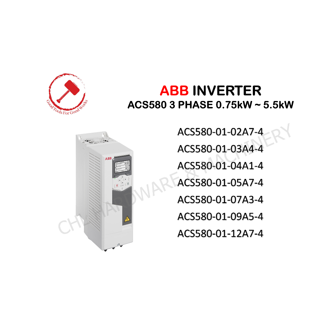ABB Inverter ACS580 3 Phase / PN: 0.75kW~1.1kW / ACS580-01-02A7-4 ...