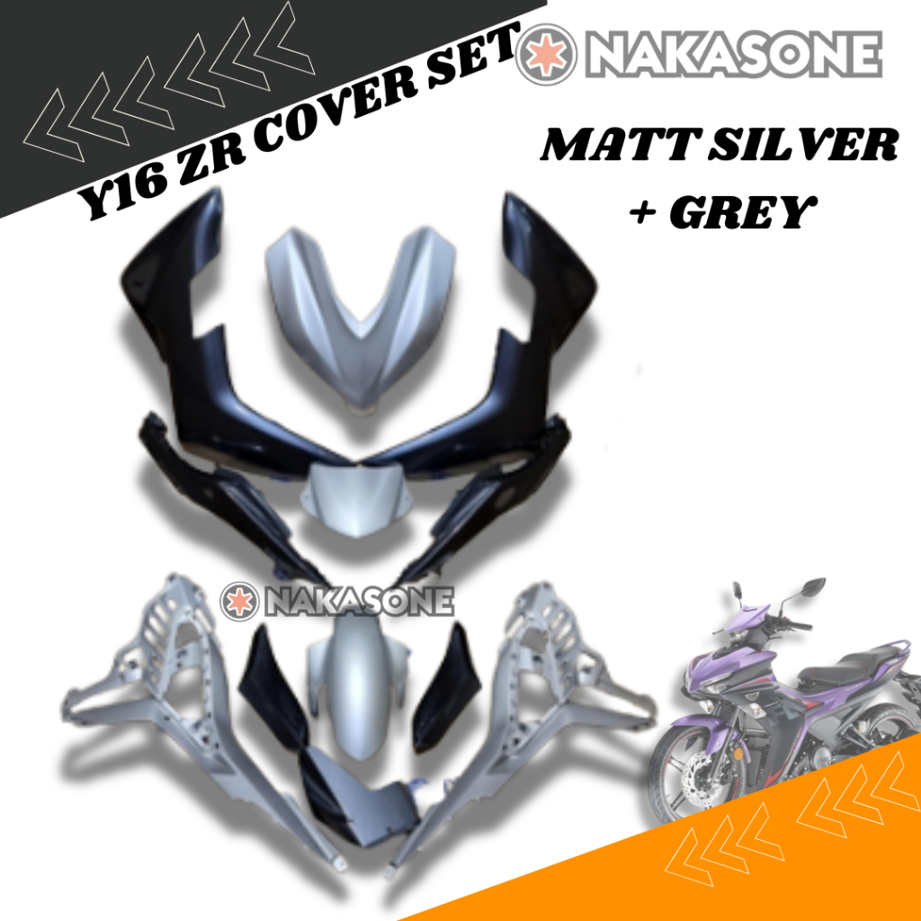 YAMAHA Y16 Y16ZR YAMAHA Y16ZR COVER SET BODY SET [ MATT SILVER + GREY ...