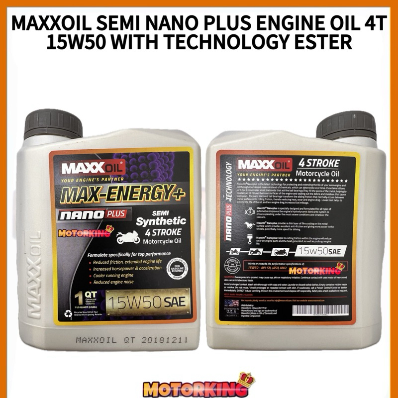 MAXXOIL SEMI NANO PLUS ENGINE OIL 4T MINYAK HITAM 15W50 WITH TECHNOLOGY ...
