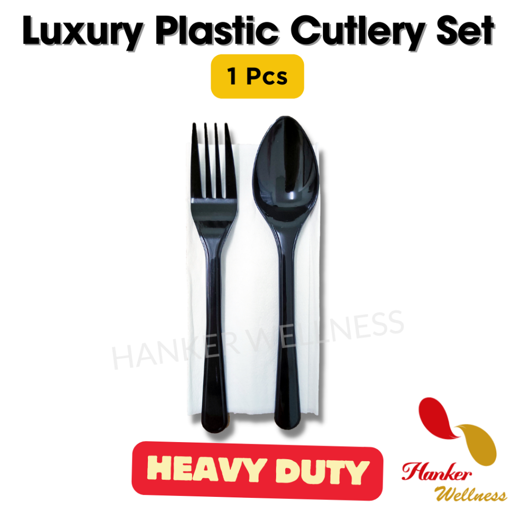 Disposable Luxury Plastic Cutlery Set (Spoon, fork ,tissue)Heavy Duty ...