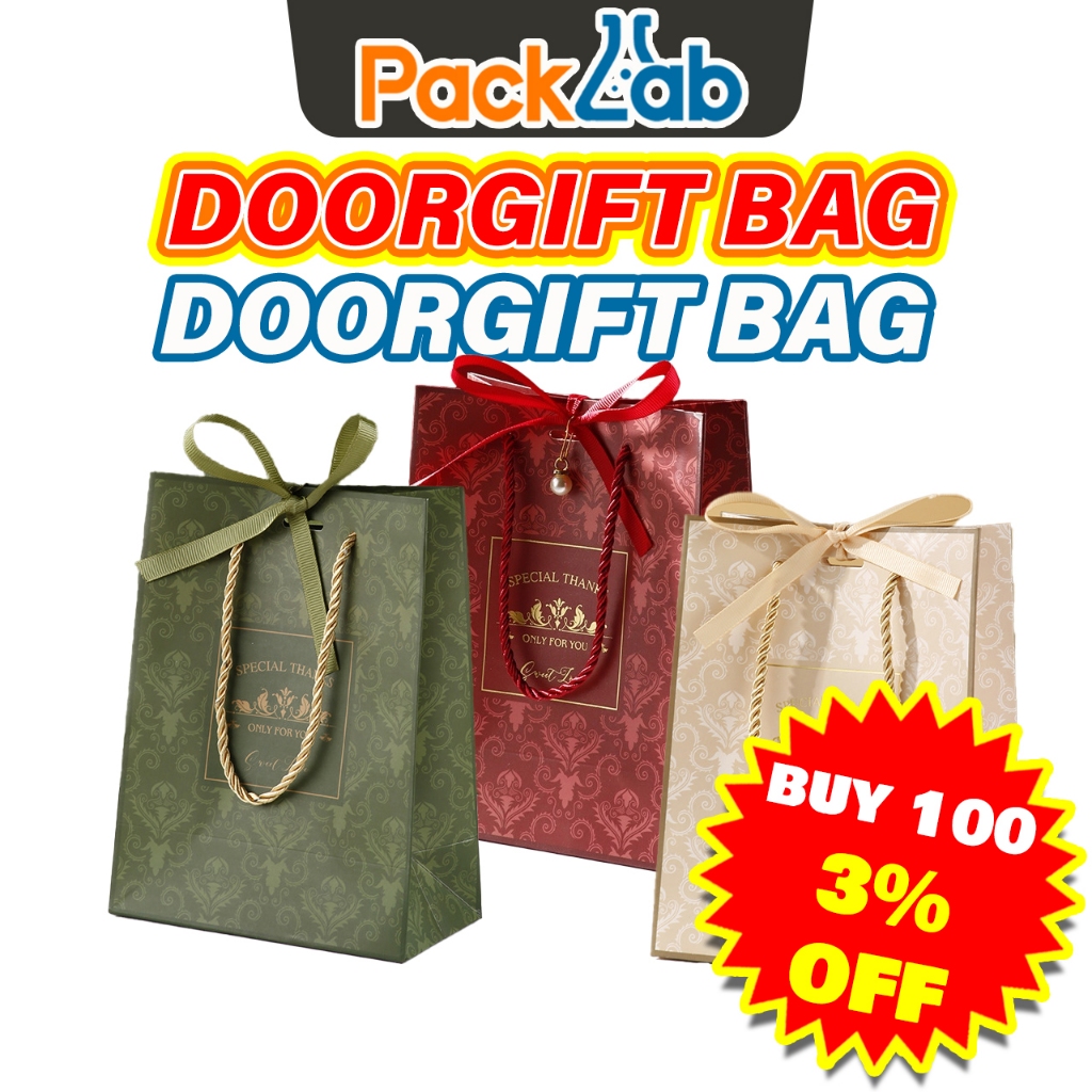Wedding Paper Bag Doorgift Birthday Gift Bag Beg Goodies Party Shopping Kahwin Bag 婚礼纸袋 Door ...