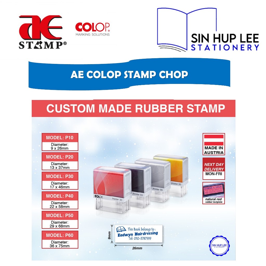 Custom Made COLOP Printer Line Self Inking Stamp / Rubber Stamp Cop Nama Stamp Colop Stamp Colop ...
