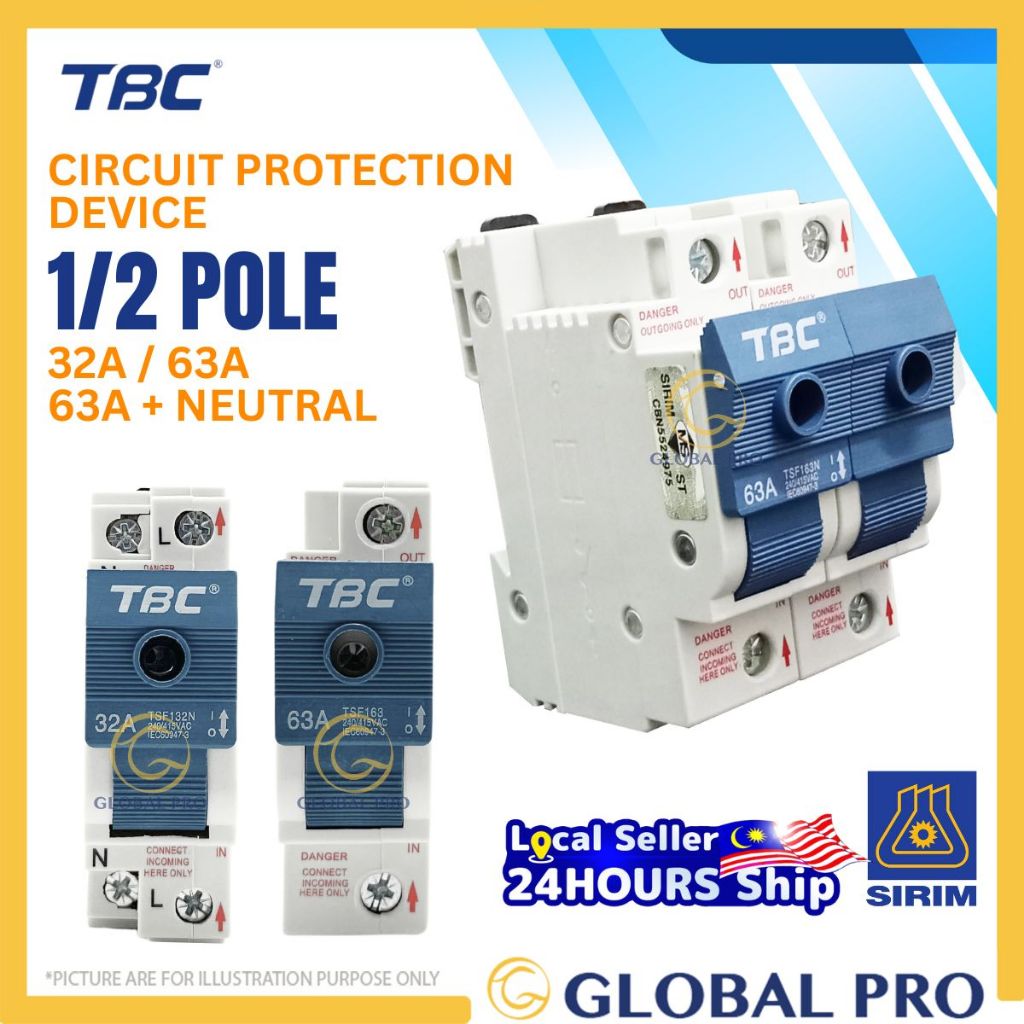 TBC 1 POLE 32A 63A 63A + NEUTRAL Isolator Switch Fuse Main Switch ...