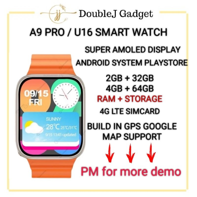 ( Ready Stock ) A9 PRO / U16 Smart Watch Super Amoled With Cellular Sim ...