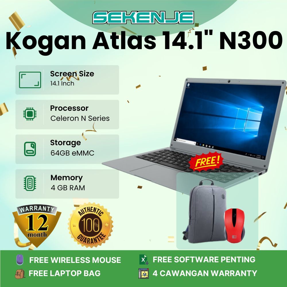 Kogan Atlas 14.1" N300 Intel Celeron 4GB RAM 64GB Windows 10 ...