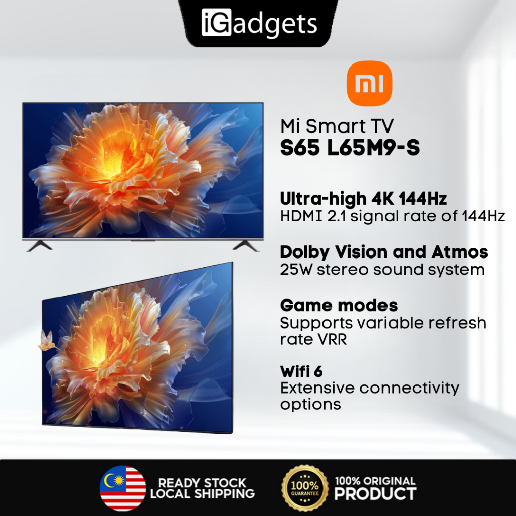 Xiaomi S 65 Smart TV with Ultra-high 4K 144Hz Screen HDMI 2.1 WiFi 小米电视S 65” (L65M9-S) | Shopee ...