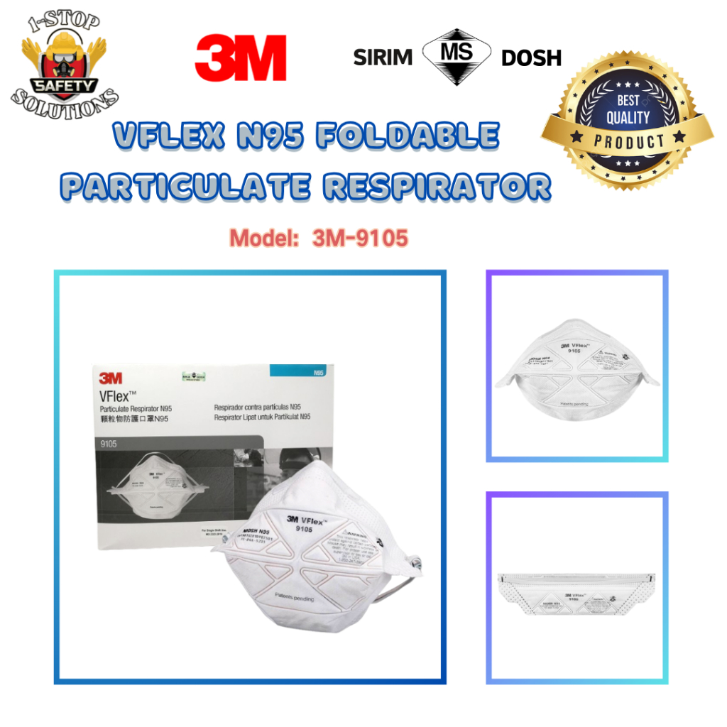 3M 50 Pieces 3M VFlex N95 Foldable Particulate Respirator Flat Fold ...