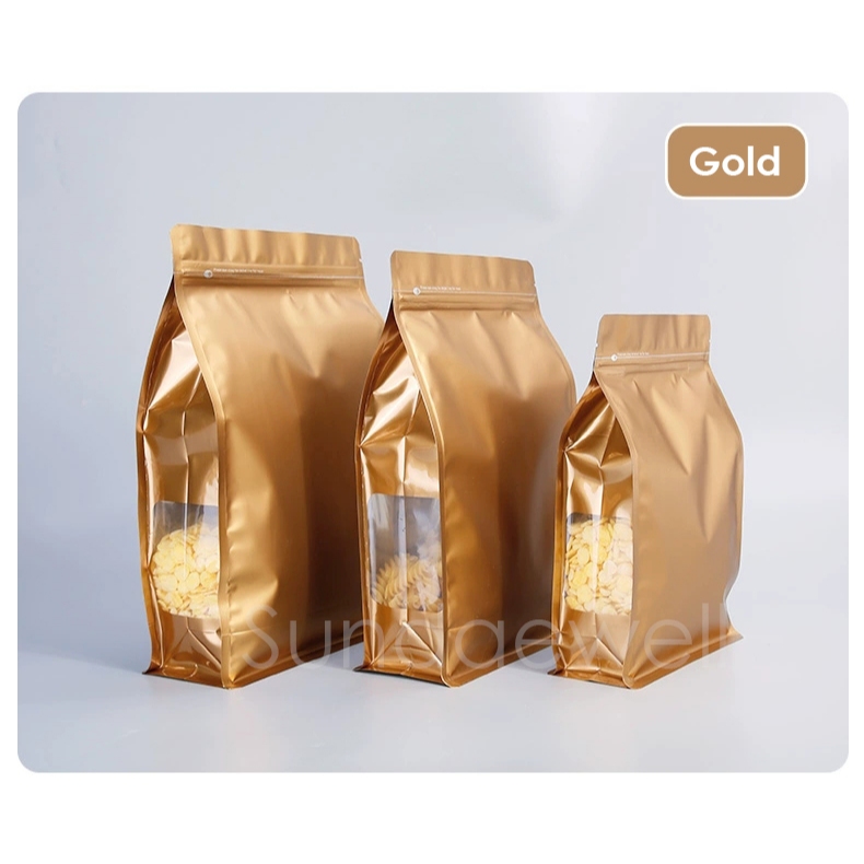 Gold Colour Thick Aluminium PE Clear Window Zip-lock Seal Food Grade ...