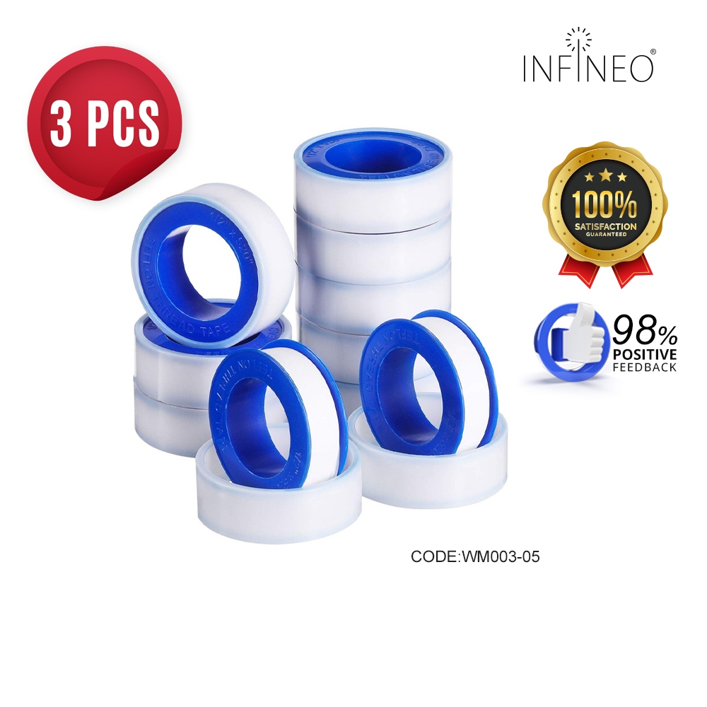 (3Pcs) PTFE Thread White Plumbing Seal Tape | Sink Faucet Leaking ...