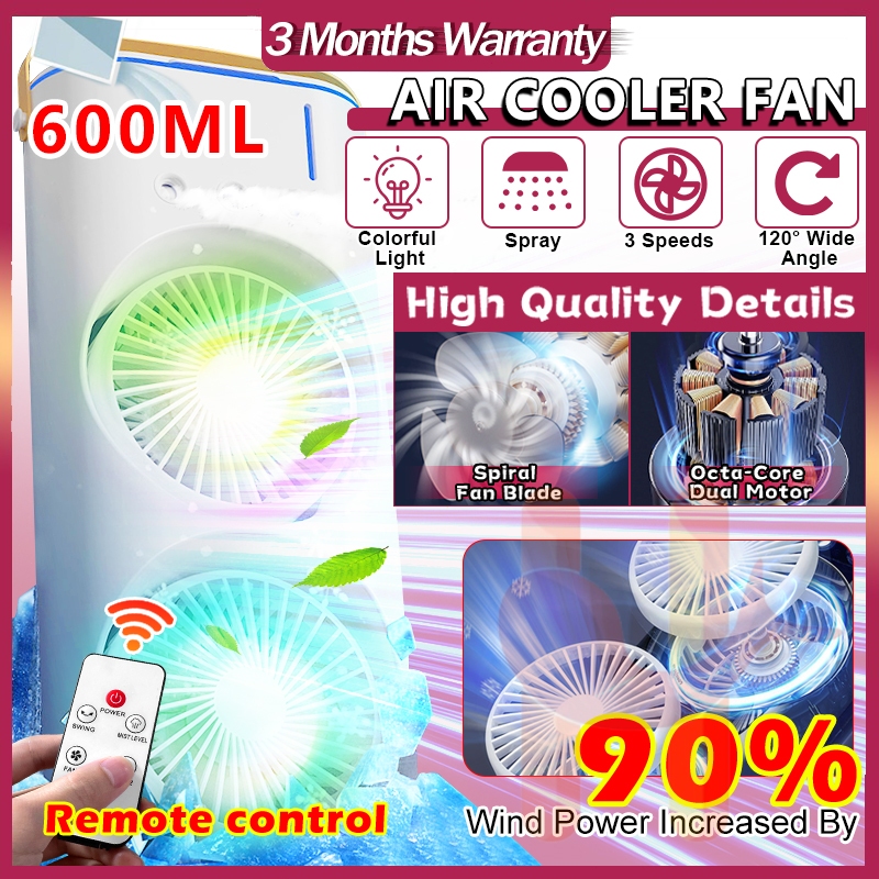 Air Cooler Fan 3 in 1 Mini Portable Fan Humidifier with 7 Colors LED ...