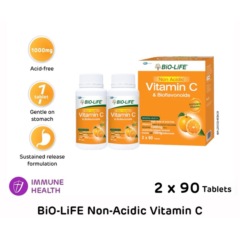 PROMOTION‼️BiO-LiFE Non-Acidic Vitamin C & Bioflavonoids 2 x 90 tablets ...